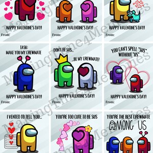 Printable Valentine's Day Cards | Among Us | Astronauts | PDF | Instant ...