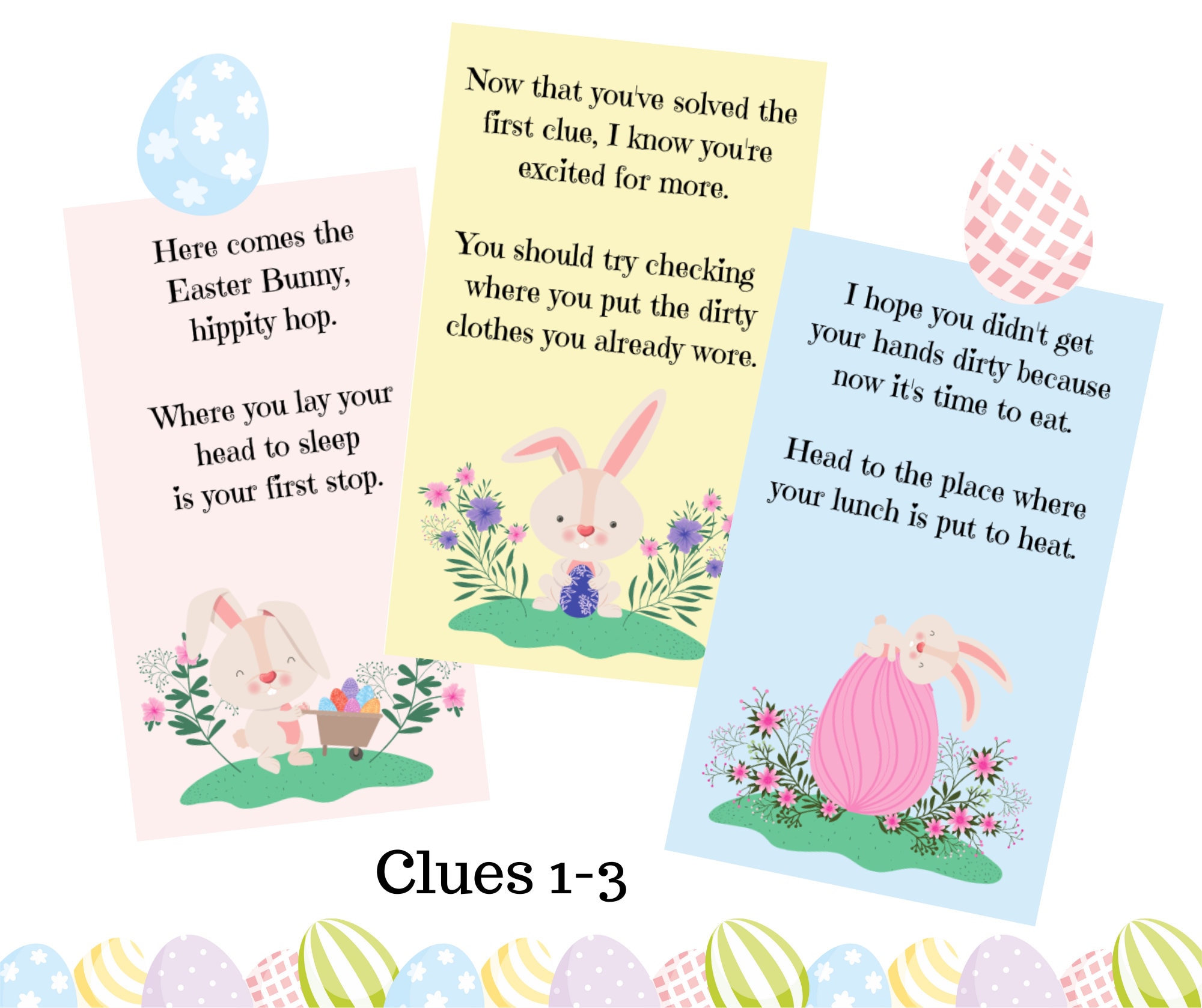 Printable Indoor Easter Scavenger Hunt | Indoor Easter Egg Hunt Clue ...