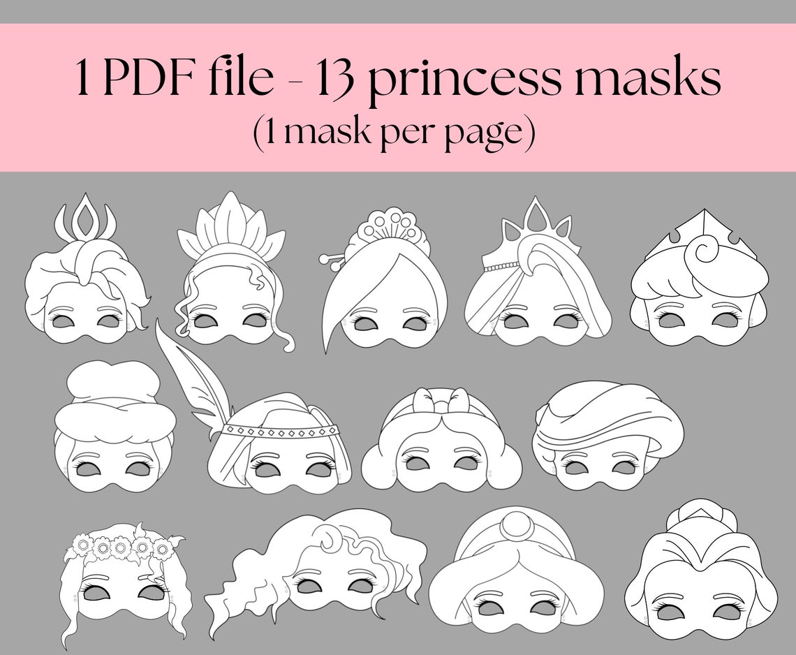 Printable Princess Masks | DIY Princess Mask | Princess Costume ...