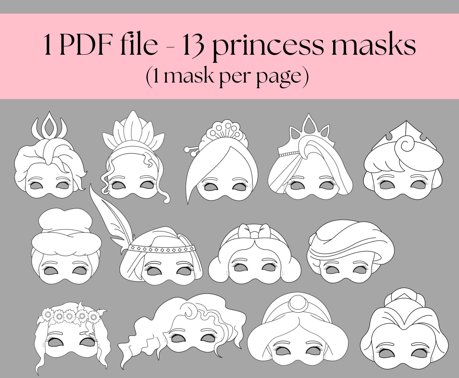 Printable Princess Masks | DIY Princess Mask | Princess Costume ...
