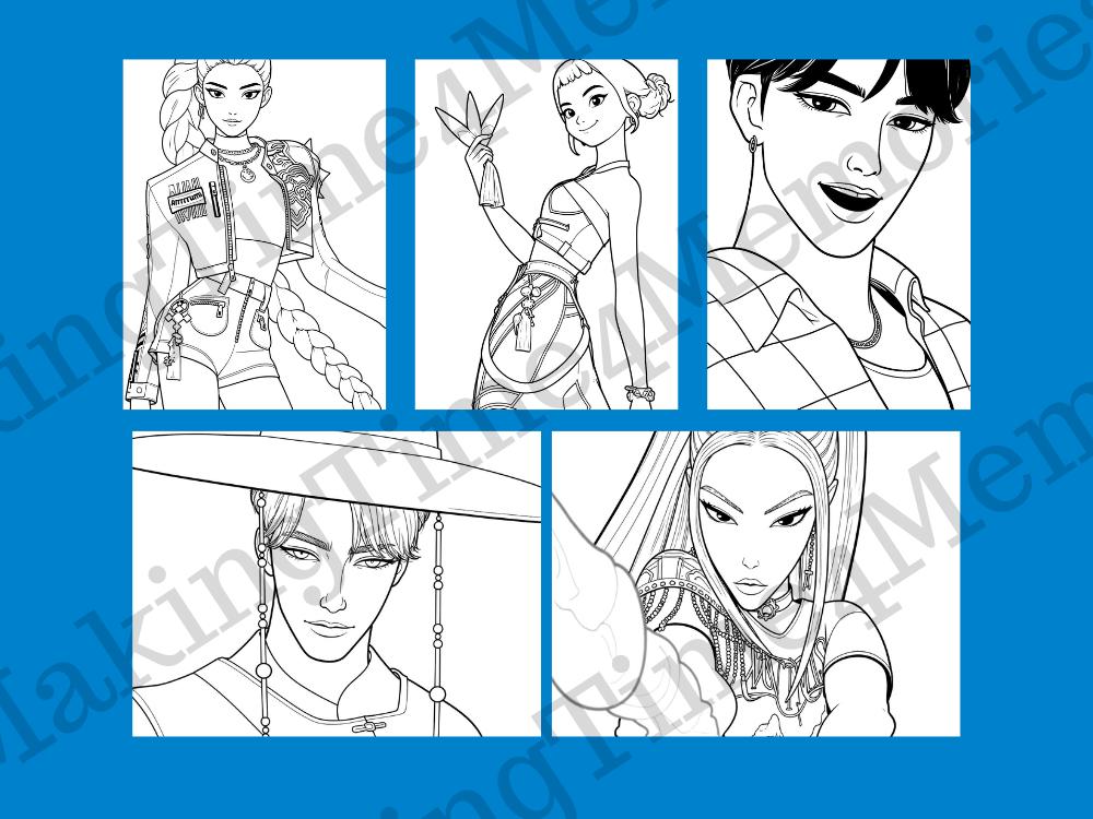 K-pop Coloring Book | 20 Printable Pages | Huntrix | Saja Boys | Demon ...