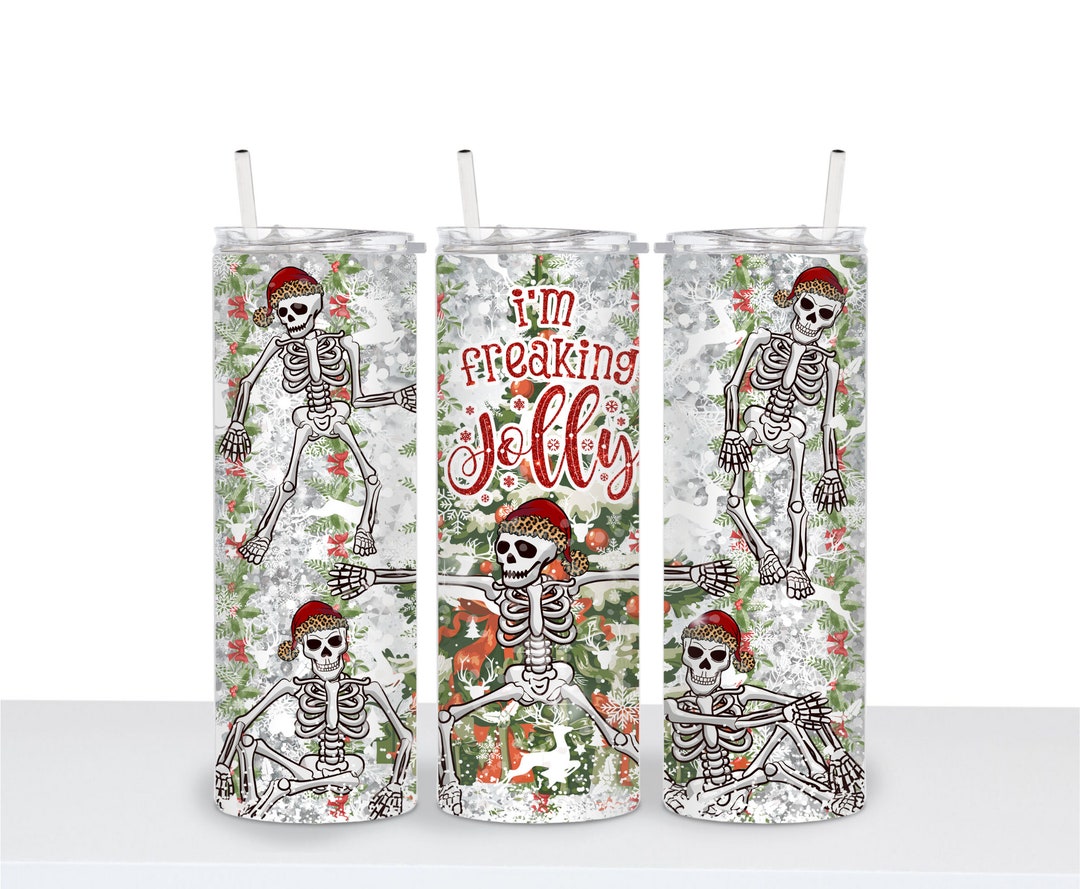 Jolly Skeleton Tumbler | I'm Freaking Jolly | Christmas Tumbler | 20 Oz ...