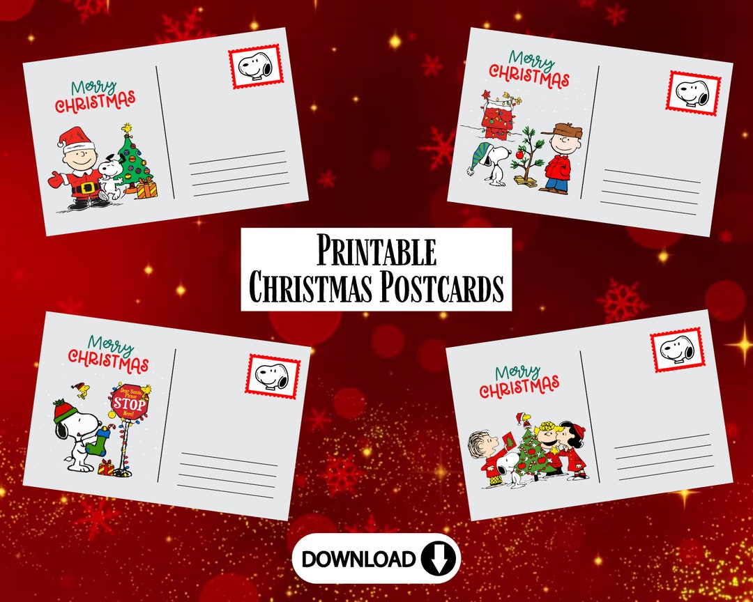 Peanuts Christmas Postcards | Printable Classroom Exchange Cards (PDF ...