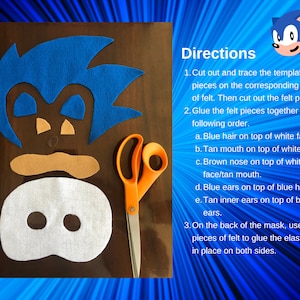 Printable Sonic Mask Template | DIY Sonic Mask | Blue Hedgehog Mask ...