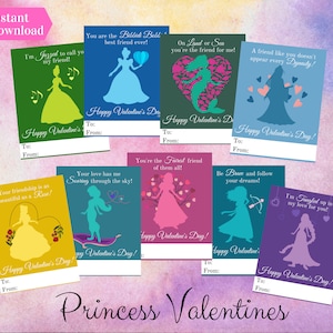 Printable Valentine's Day Cards | Princess Valentines | PDF | Digital ...