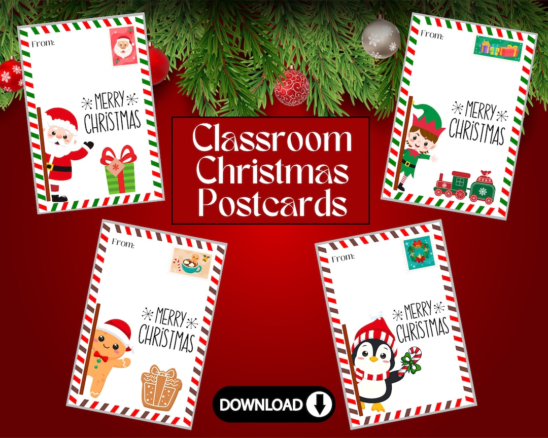 Printable Classroom Christmas Postcards | Printable Christmas Cards ...