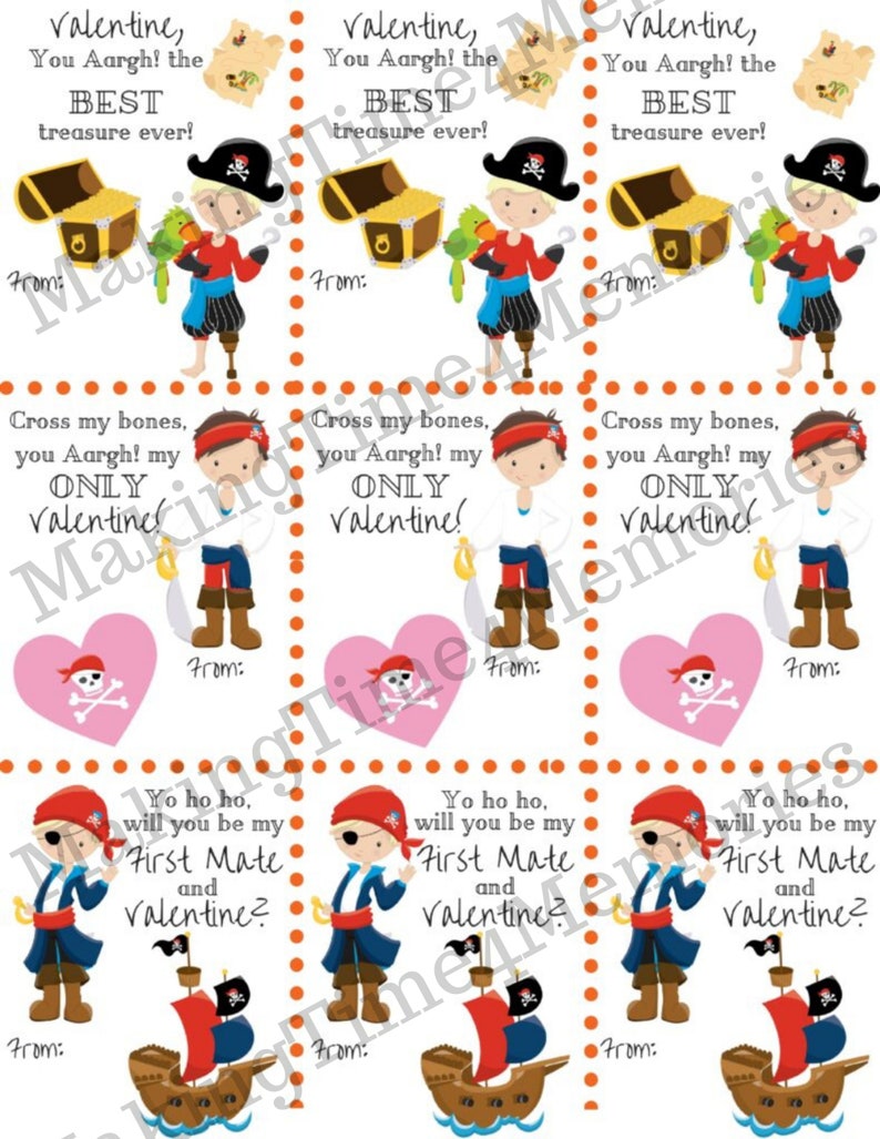 Printable Valentine's Day Cards | Pirates | Pirate Boys | Pirate Girls ...