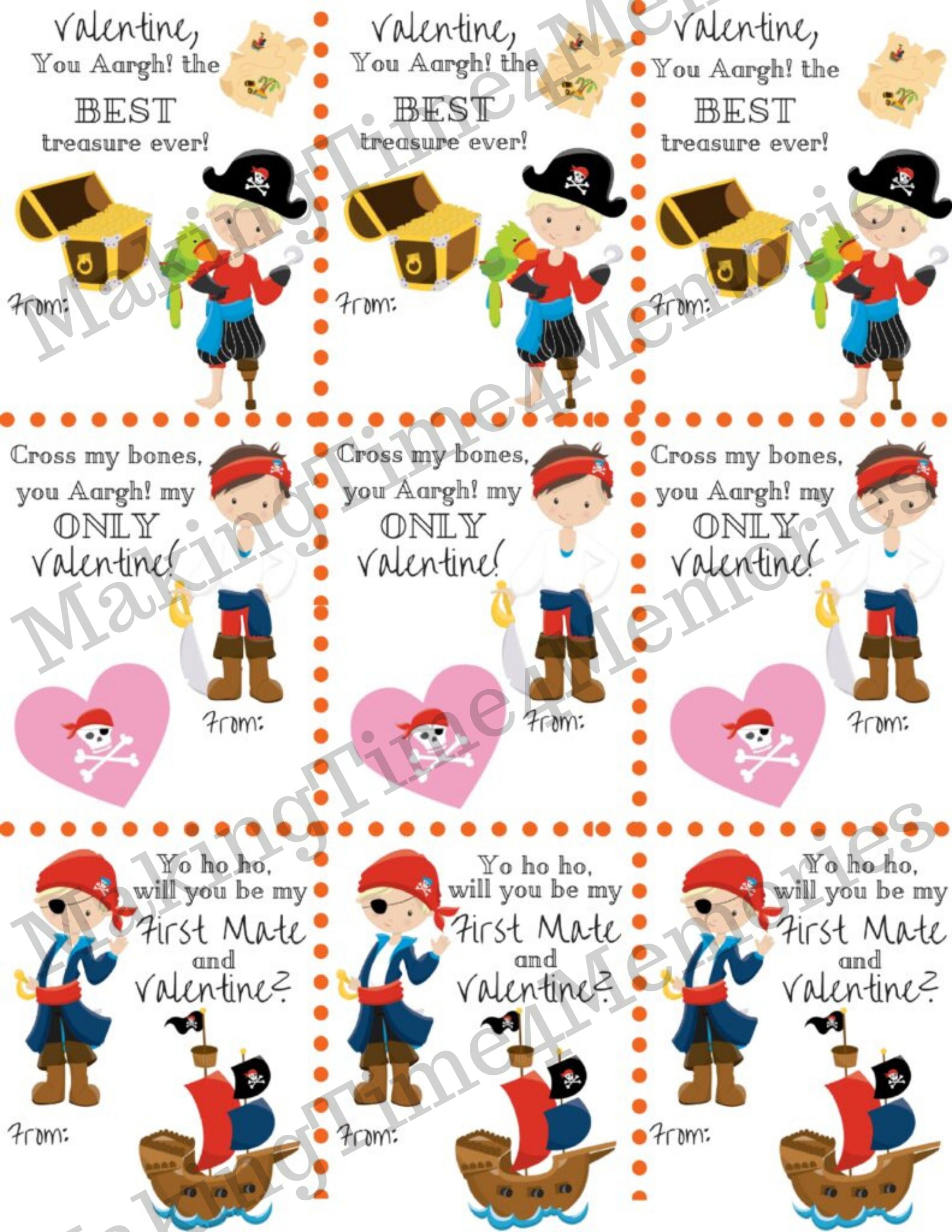 Printable Valentine's Day Cards | Pirates | Pirate Boys | Pirate Girls ...