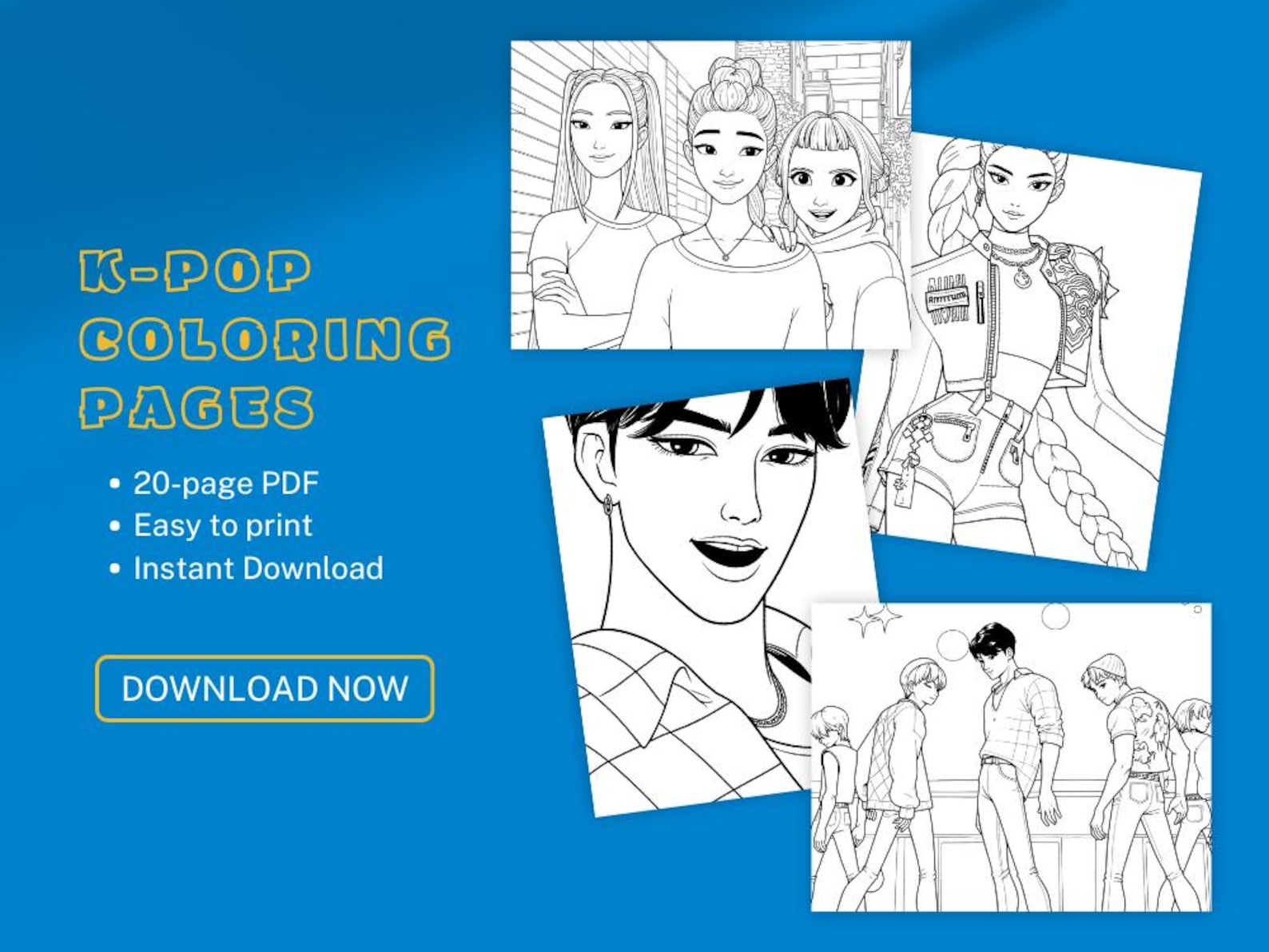 K-pop Coloring Book | 20 Printable Pages | Huntrix | Saja Boys | Demon ...