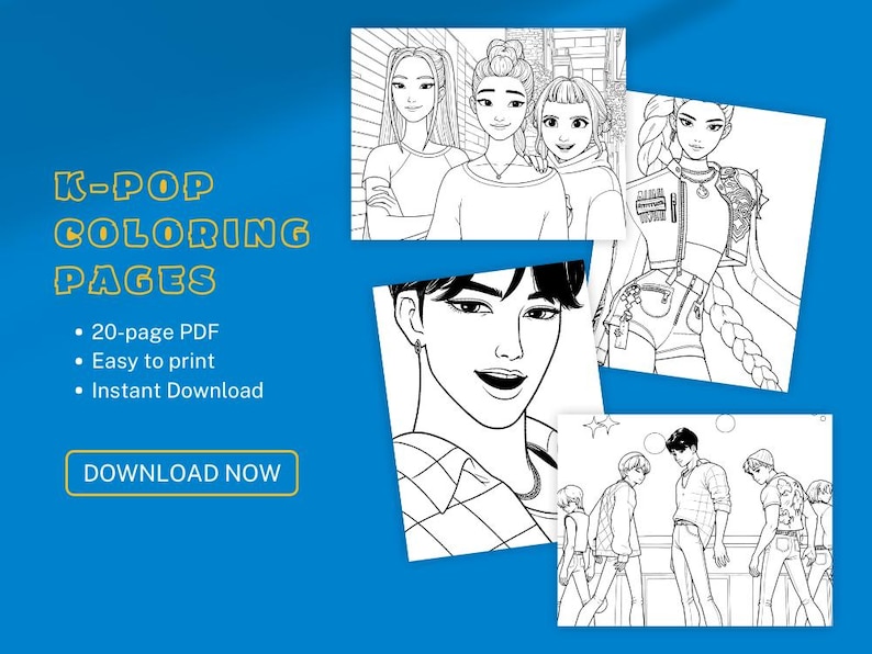 K-pop Idol Coloring Book | Anime Style Fan Art (digital Download PDF ...