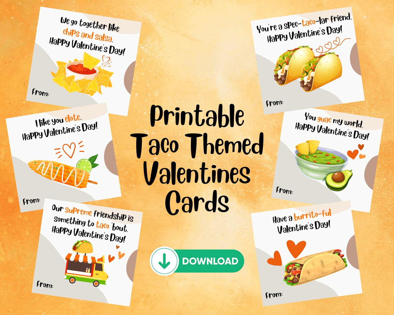Printable Taco Themed Valentine's Day Cards | Taco Valentines ...