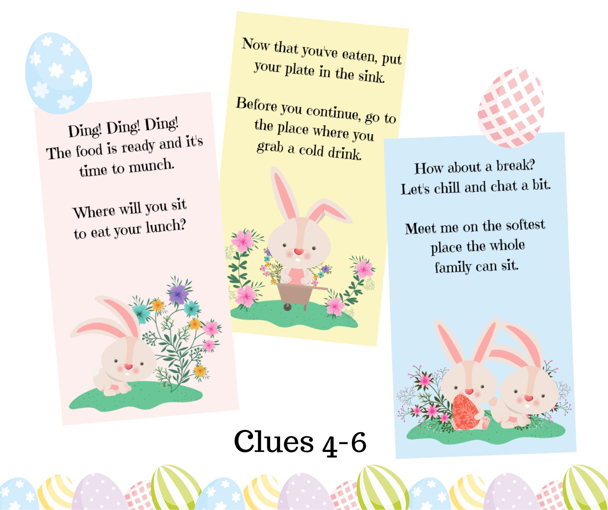 Printable Indoor Easter Scavenger Hunt | Indoor Easter Egg Hunt Clue ...