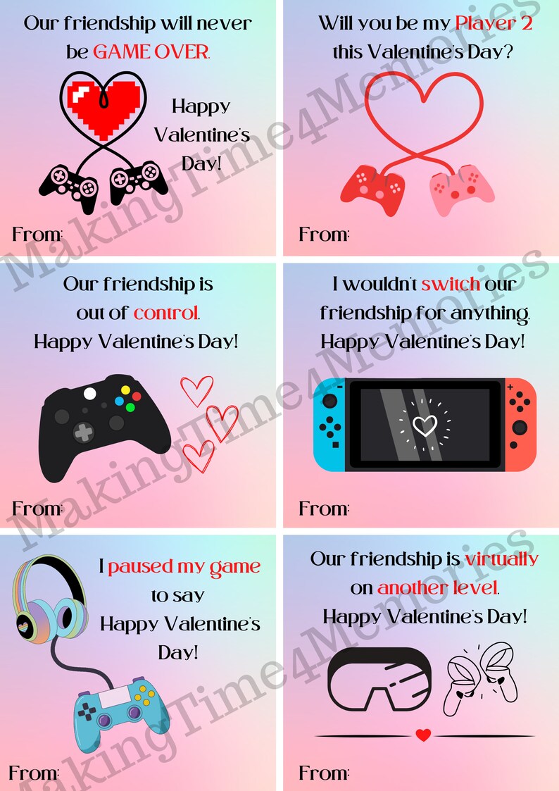 Printable Gamer Valentine's Day Cards | Classroom Valentines | Kids ...