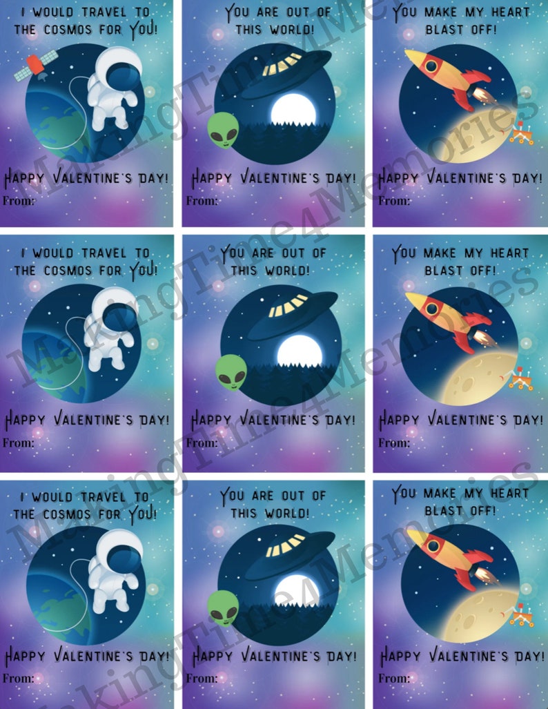 Outer Space Classroom Valentines - Etsy