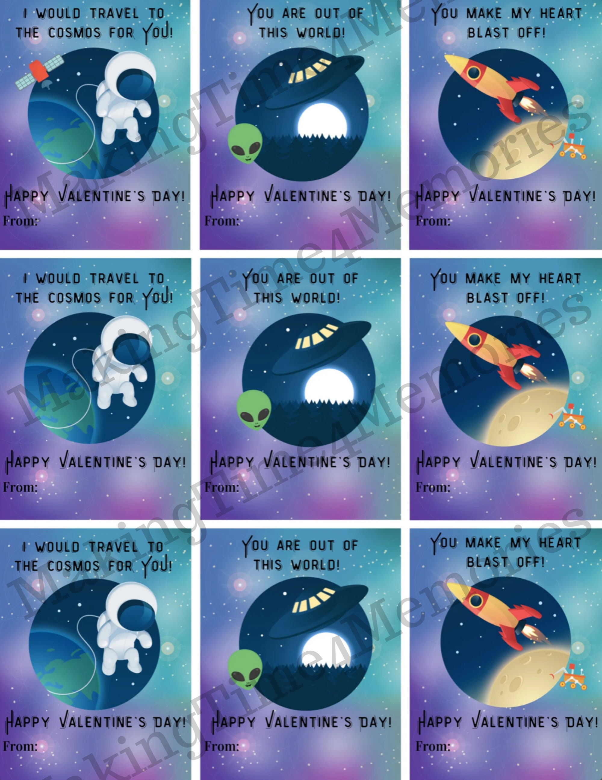 Outer Space Classroom Valentines - Etsy