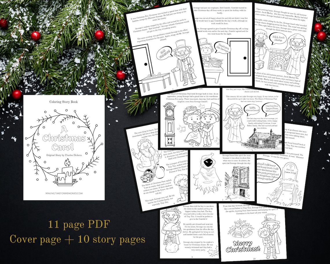 A Christmas Carol - Printable Color the Story Activity | Christmas ...