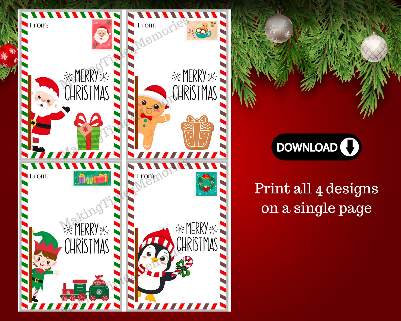 Printable Classroom Christmas Postcards | Printable Christmas Cards ...