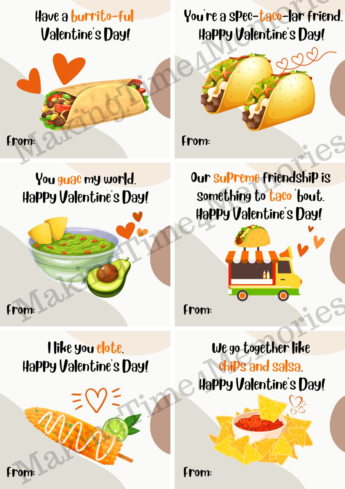 Printable Taco Themed Valentines Day Cards Taco Valentines Classroom Valentines School