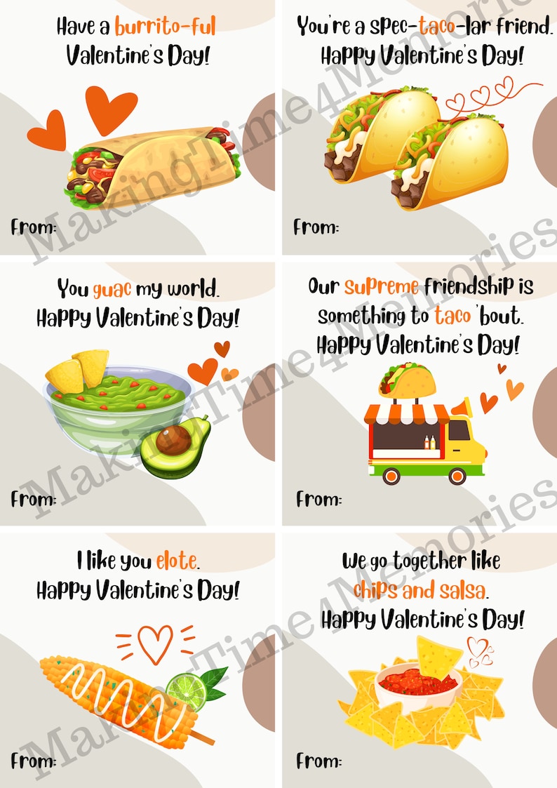 Printable Taco Themed Valentine's Day Cards | Taco Valentines ...