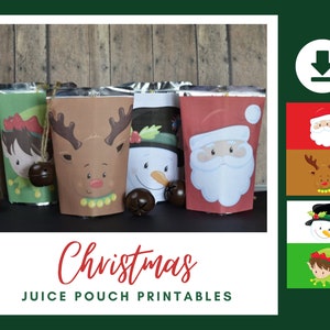 Printable Christmas Juice Pouch Sleeves | Christmas Printable | Holiday ...