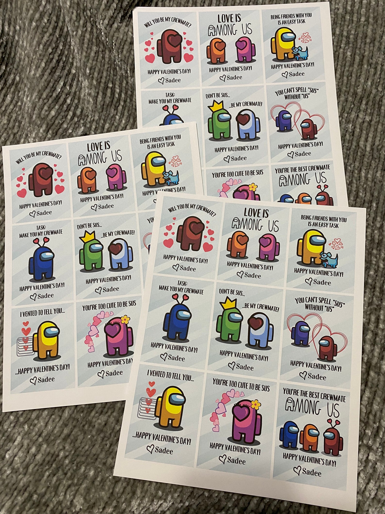 Printable Valentine's Day Cards | Among Us | Astronauts | PDF | Instant ...