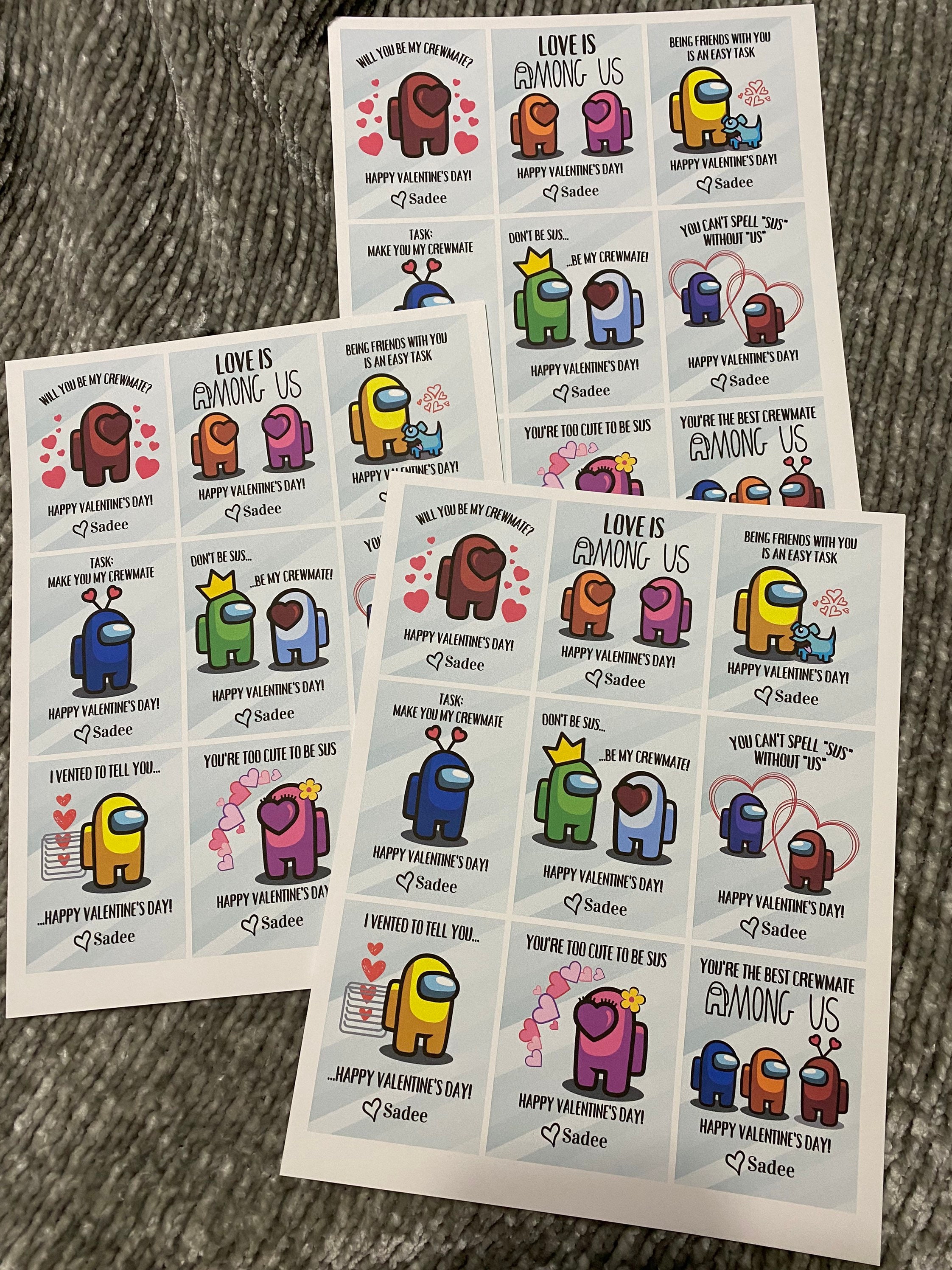 Printable Valentine's Day Cards | Among Us | Astronauts | PDF | Instant ...