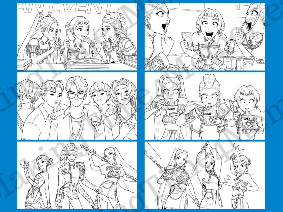 K-pop Coloring Book | 20 Printable Pages | Huntrix | Saja Boys | Demon ...