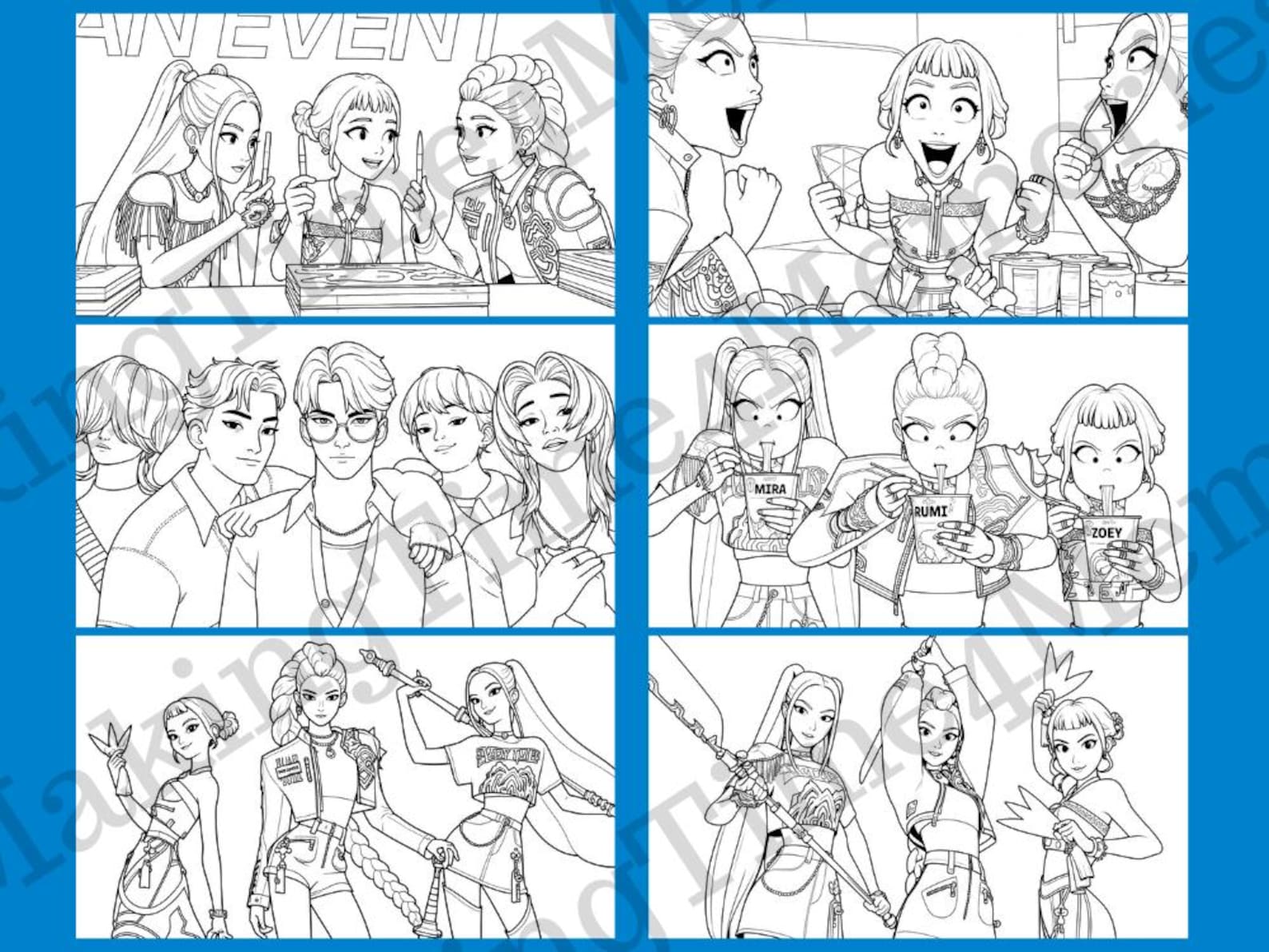 K-pop Coloring Book | 20 Printable Pages | Huntrix | Saja Boys | Demon ...