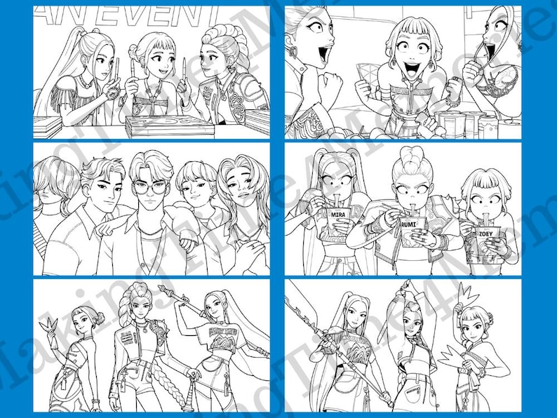 K-pop Coloring Book | 20 Printable Pages | Huntrix | Saja Boys | Demon ...