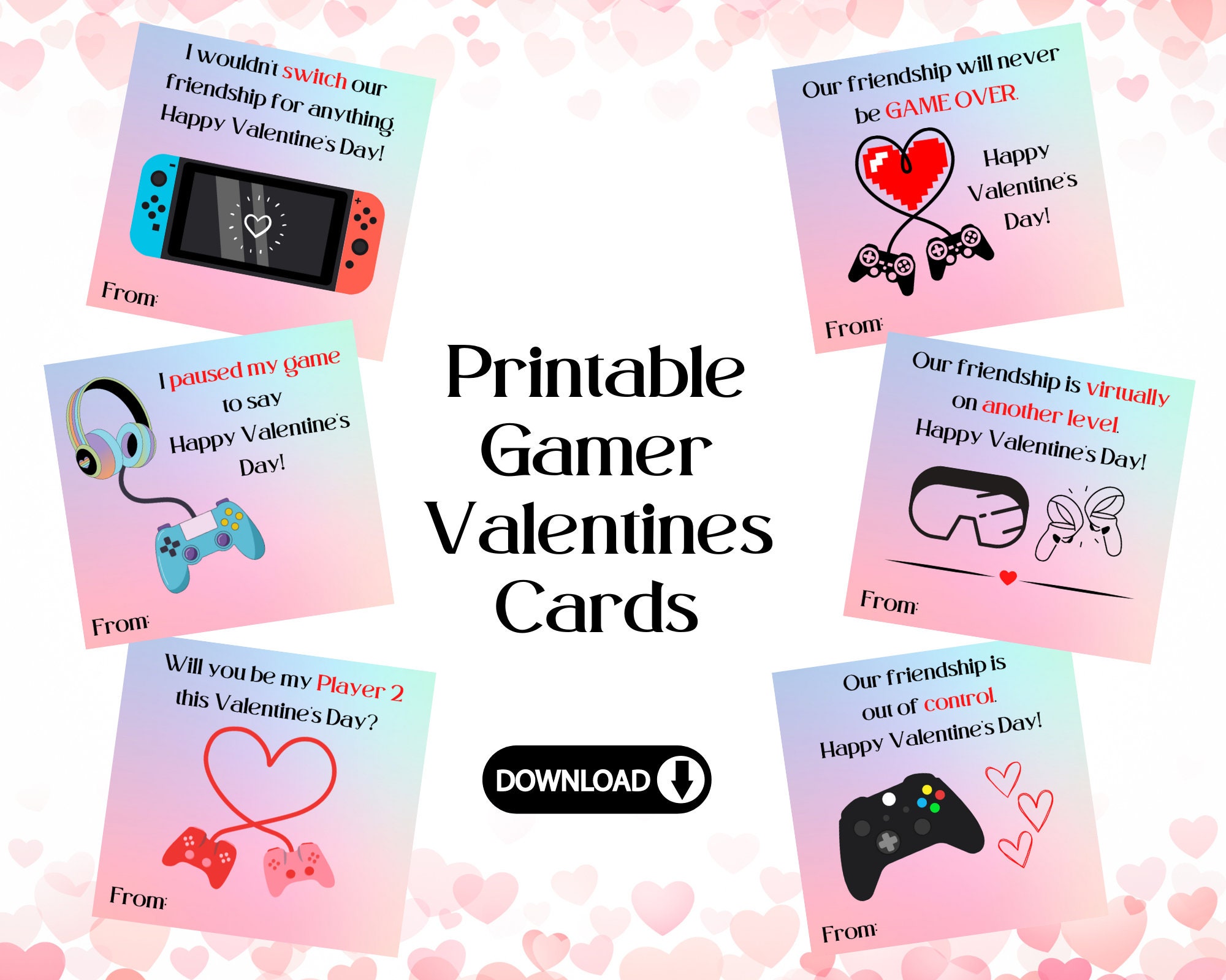 Printable Gamer Valentine's Day Cards | Classroom Valentines | Kids ...
