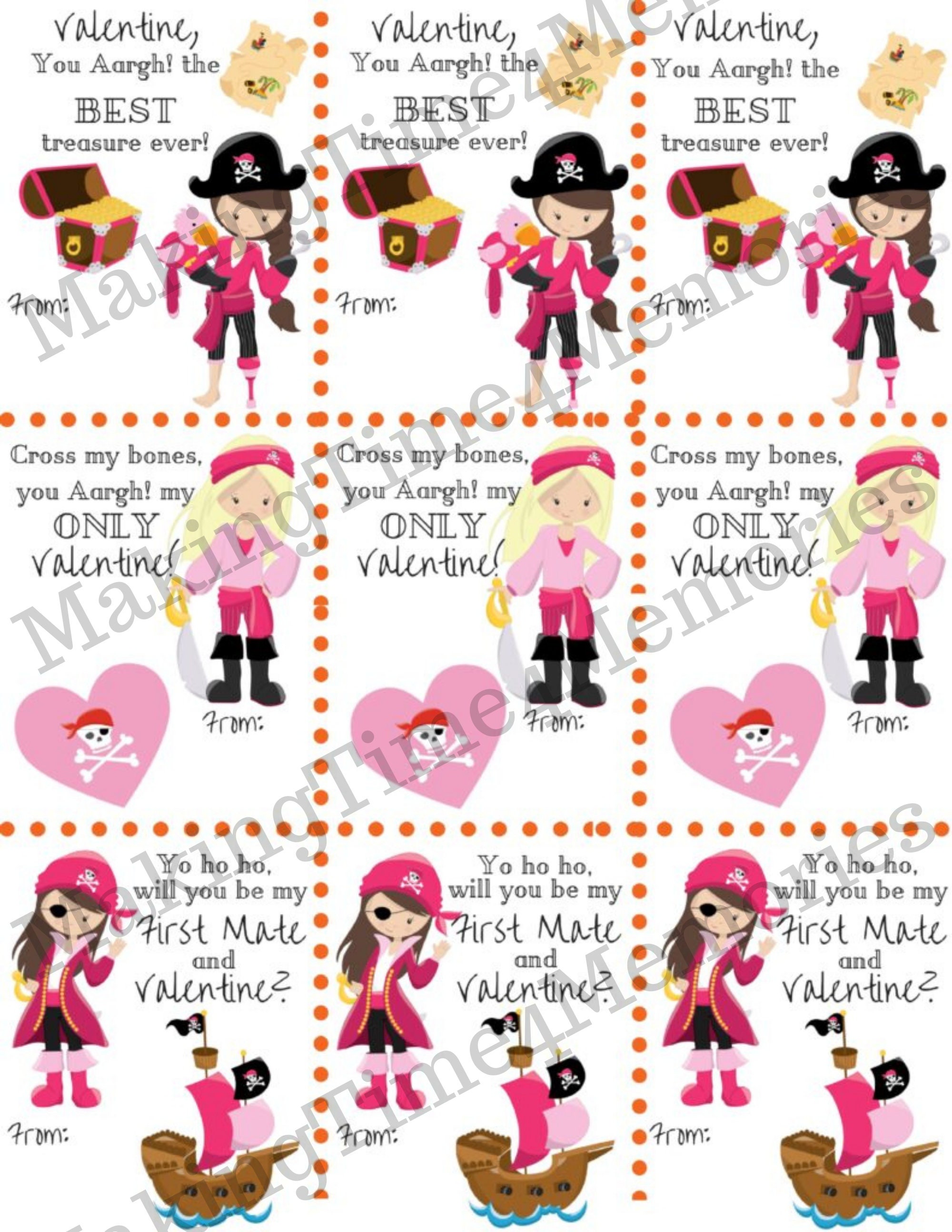 Printable Valentine's Day Cards | Pirates | Pirate Boys | Pirate Girls ...
