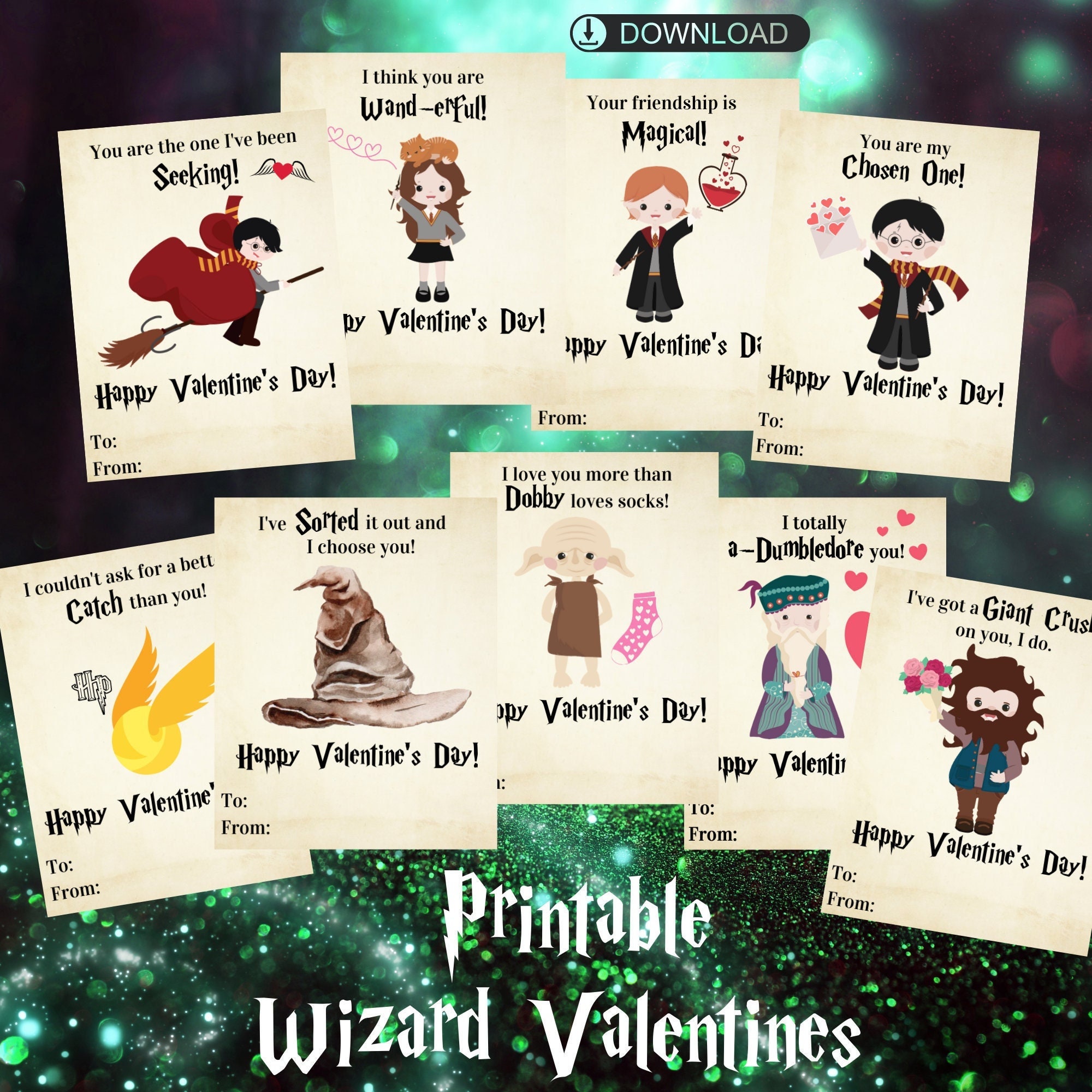 Printable Valentine's Day Cards Printable Valentines Wizards PDF ...