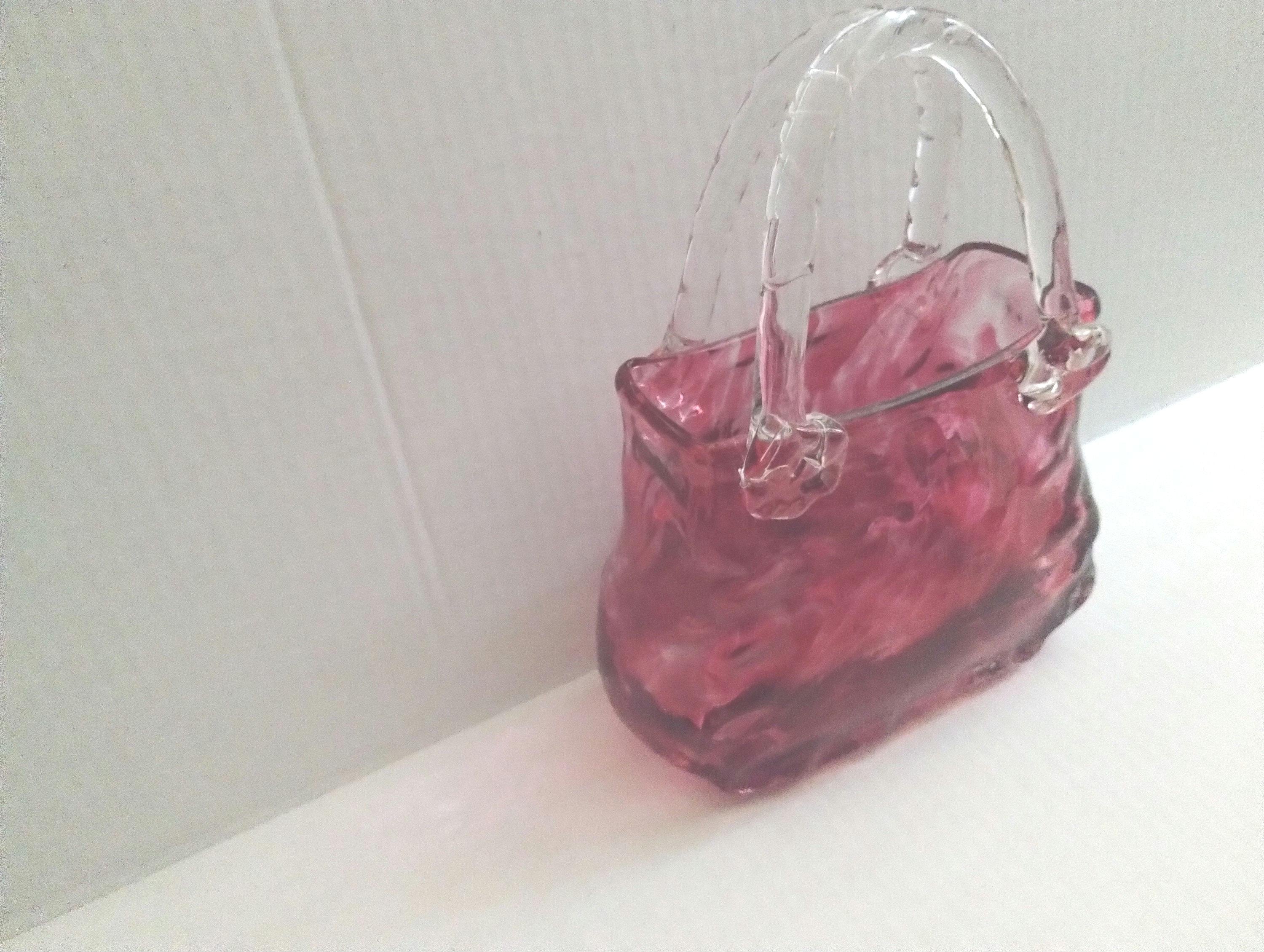 Murano Style Pink Art Glass Purse, Scalloped Edges - Etsy