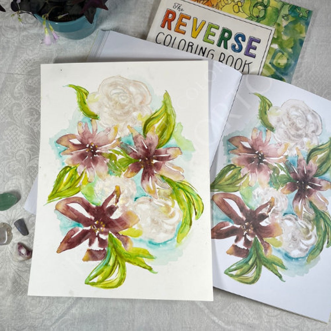 The Reverse Coloring Book ORIGINAL WATERCOLOR PAINTING Etsy