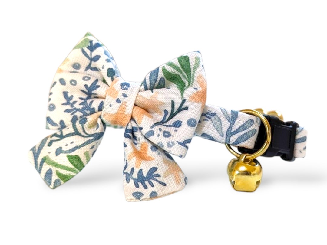 Starfish Cat Collar With Bow ~ Seaweed Kitten Breakaway Collar With ...