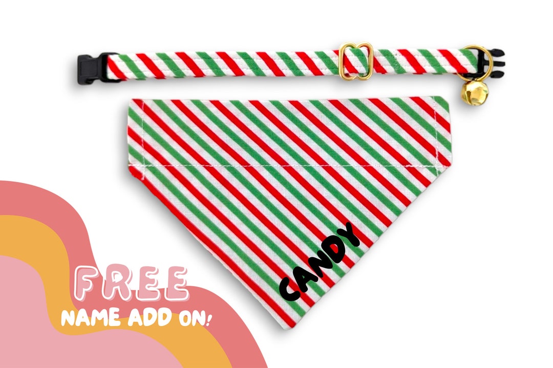 Xmas Peppermint Cat Bandana ~ ONE Size for Cats and Small Dogs ~ Over ...