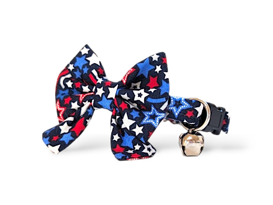 Shooting Star Cat Collar With Bow ~ Patriotic Kitten Breakaway Collar ...