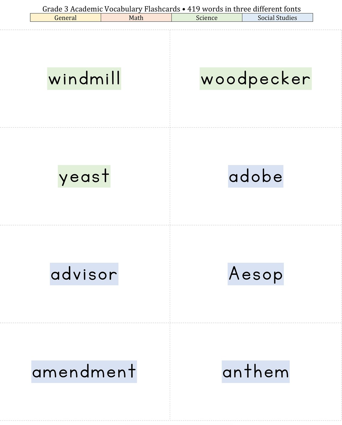 Grade 3 Academic Vocabulary Flashcards - Etsy