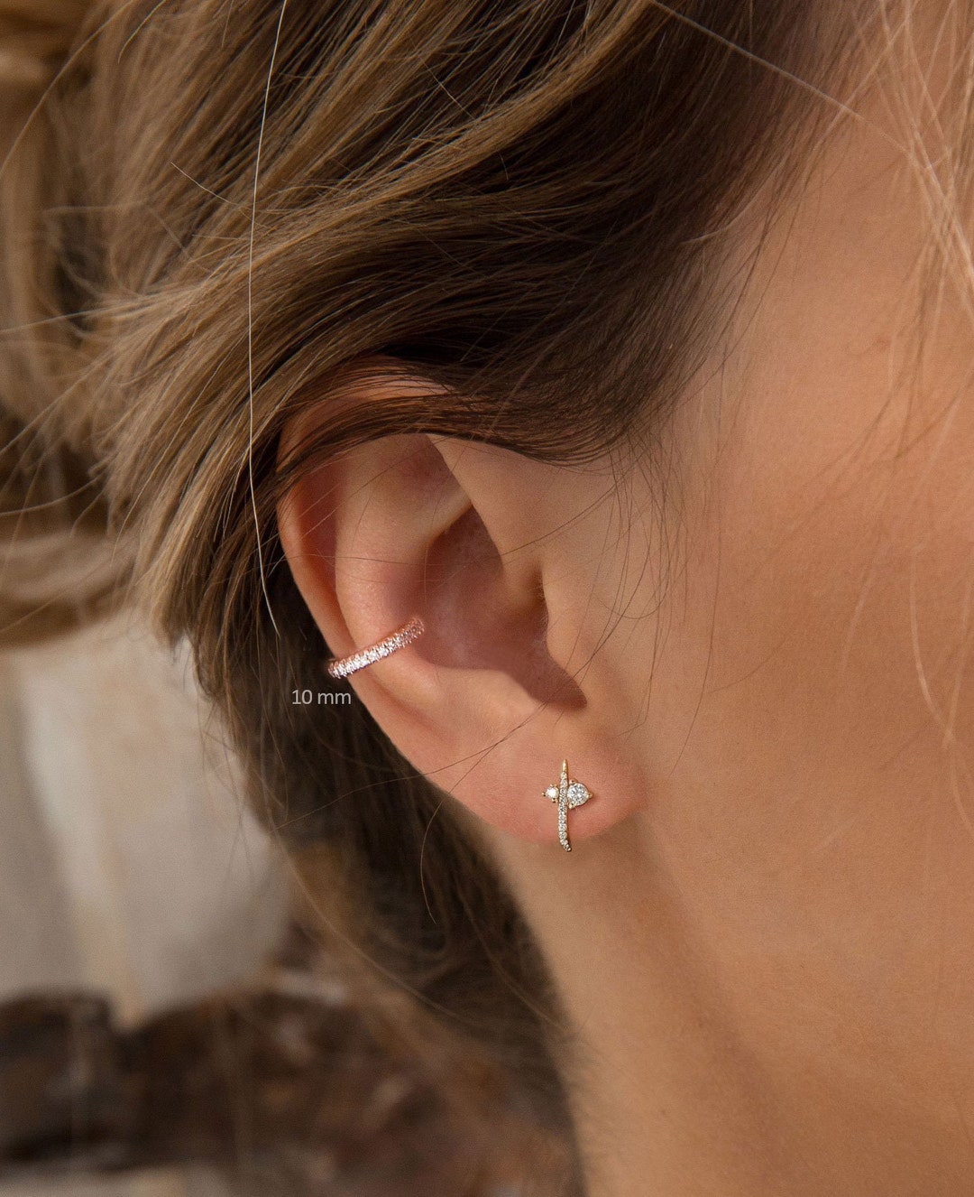 Diamond Ear Cuff 14k Solid Gold Ear Cuff Conch Ear Cuff Conch Earring ...