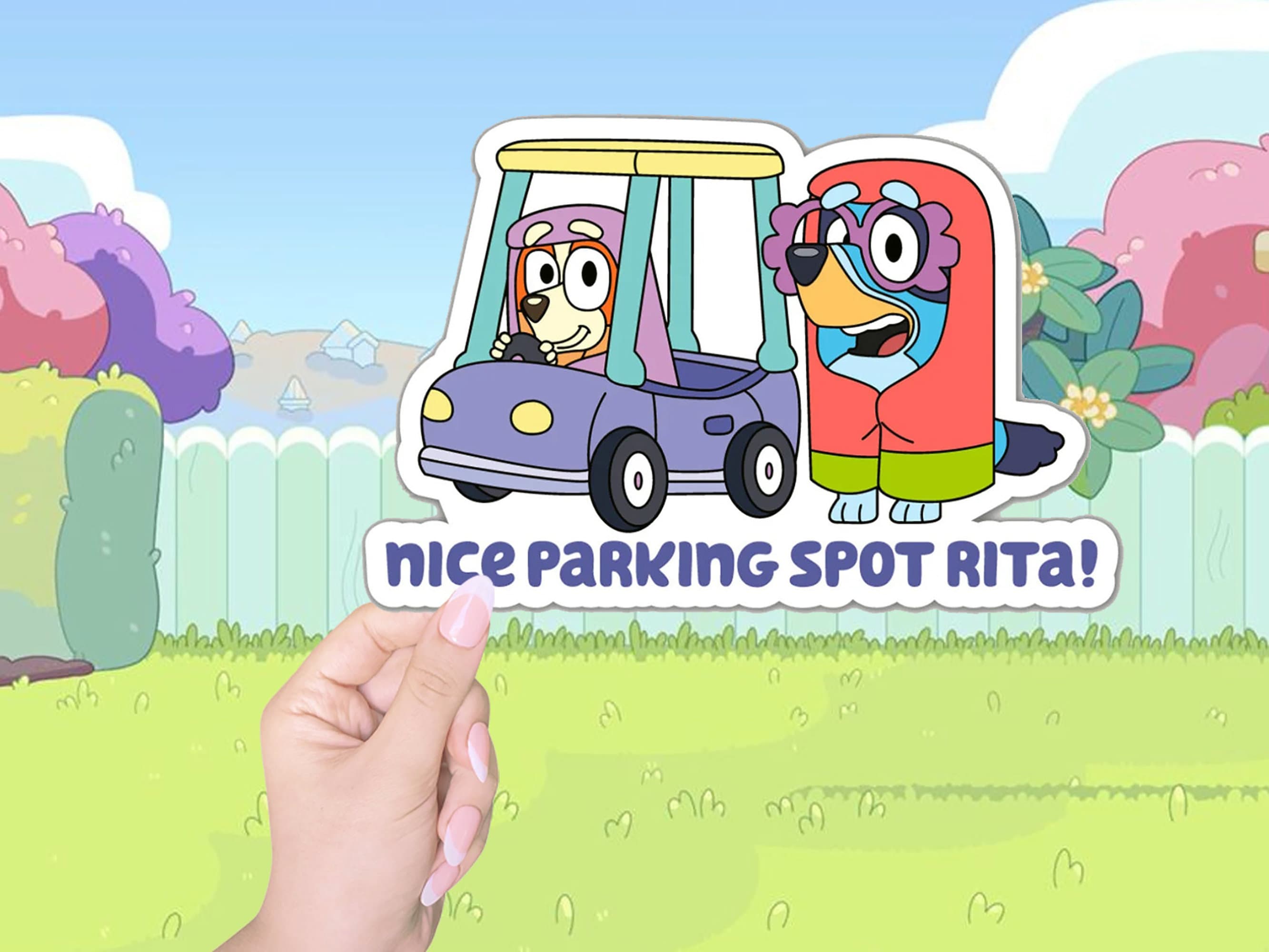 Bluey Stickers Nice Parking Spot Rita Bluey Sticker - Etsy