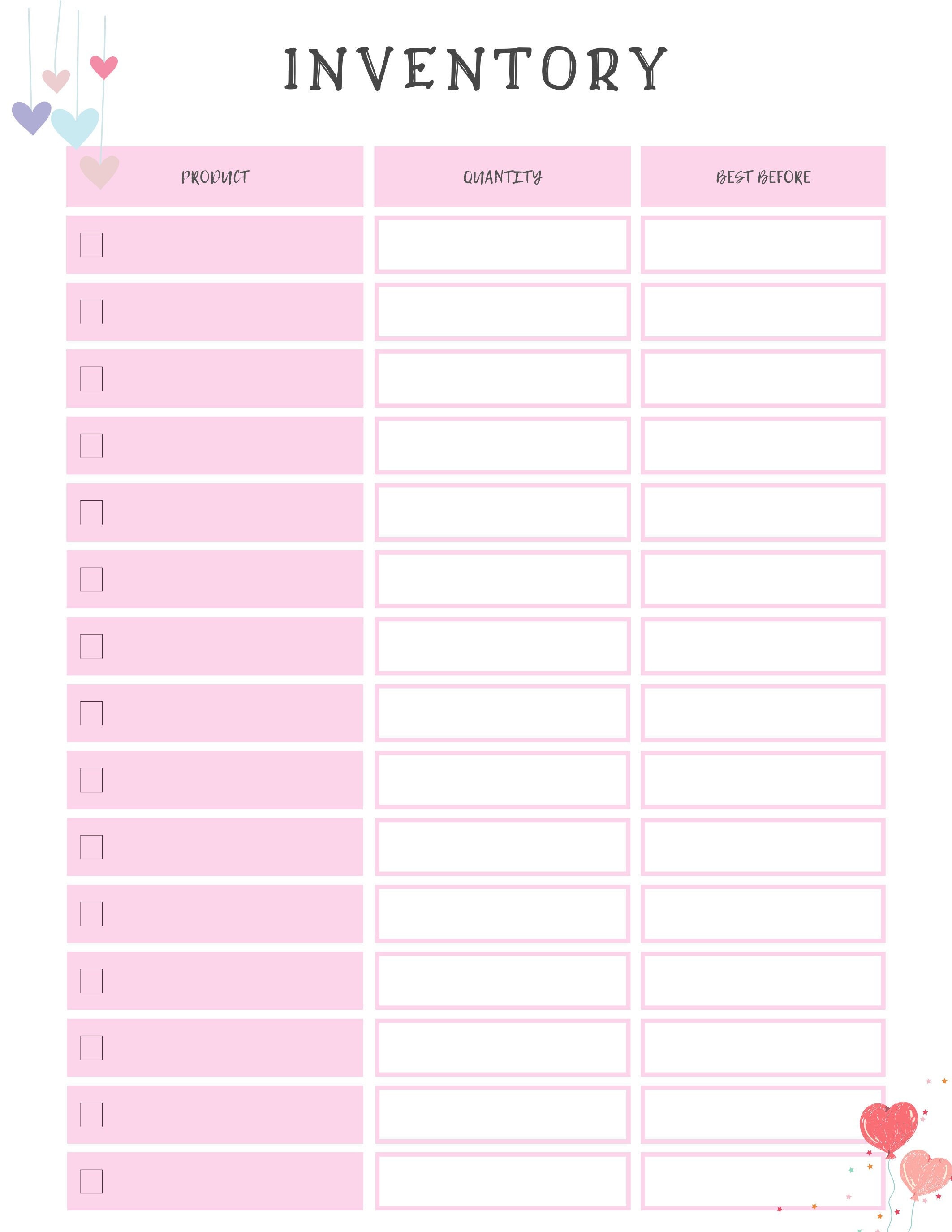 Cute Inventory Sheet Digital Download-printable - Etsy