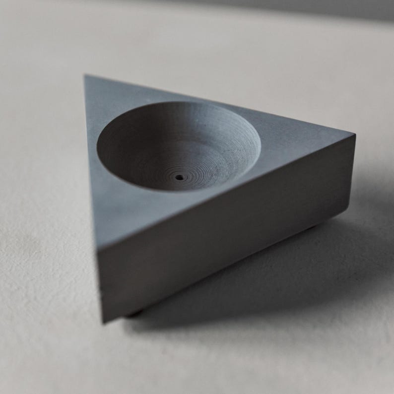 Concrete Triangle Shaped Incense Holder, Ripple, Gray, White, Incense ...