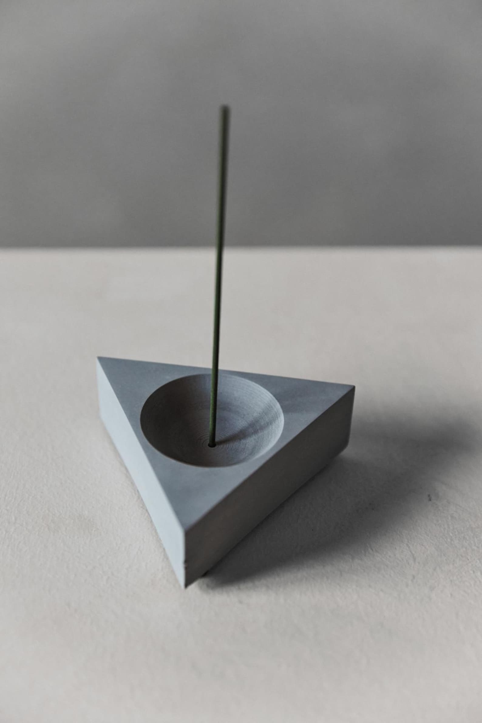 Concrete Triangle Shaped Incense Holder, Ripple, Gray, White, Incense ...