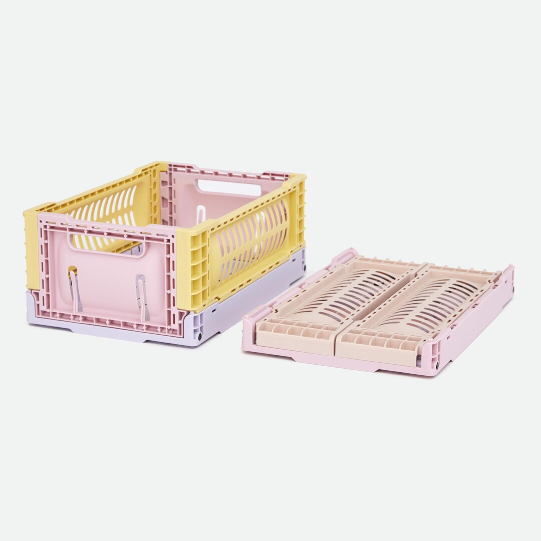 MEDIUM Foldable Stackable Colour Storage Crate mixed Colour SET of 2 ...