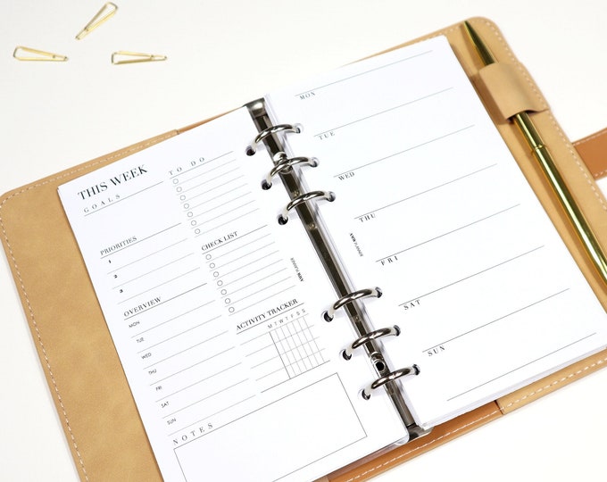 Weekly Over View Planner Inserts | Undated Weekly Planner | A5 Half ...