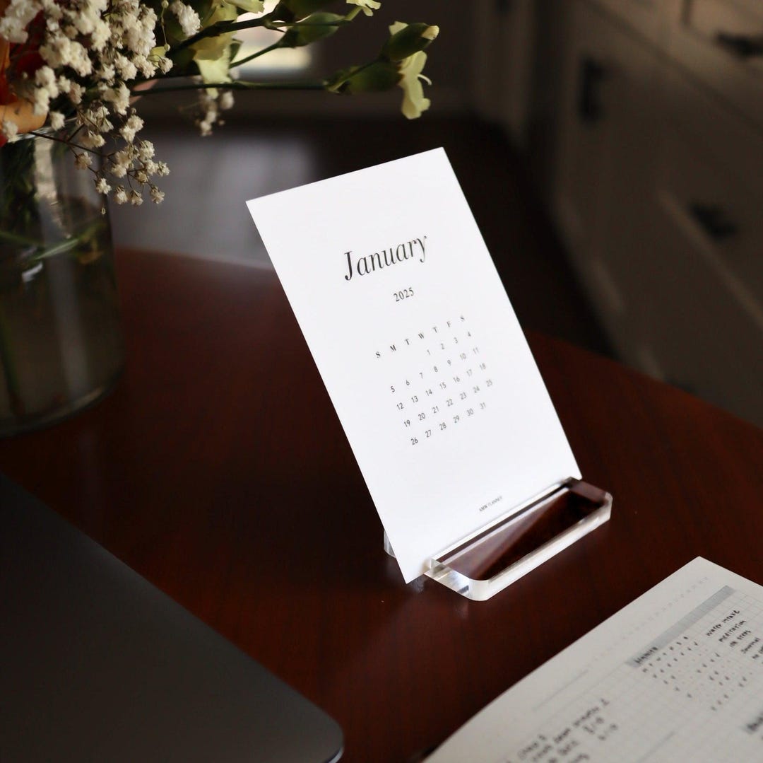 2025 Desk Calendar | Desk Calendar | Clear Card Holder | Acrylic Stand ...