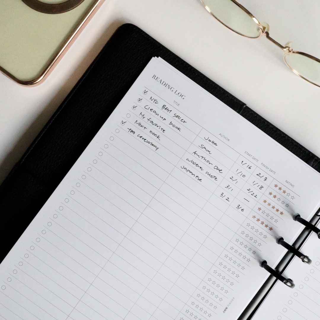 Reading Log / Book Tracker| Planner Inserts | A5 Personal Wide Half ...