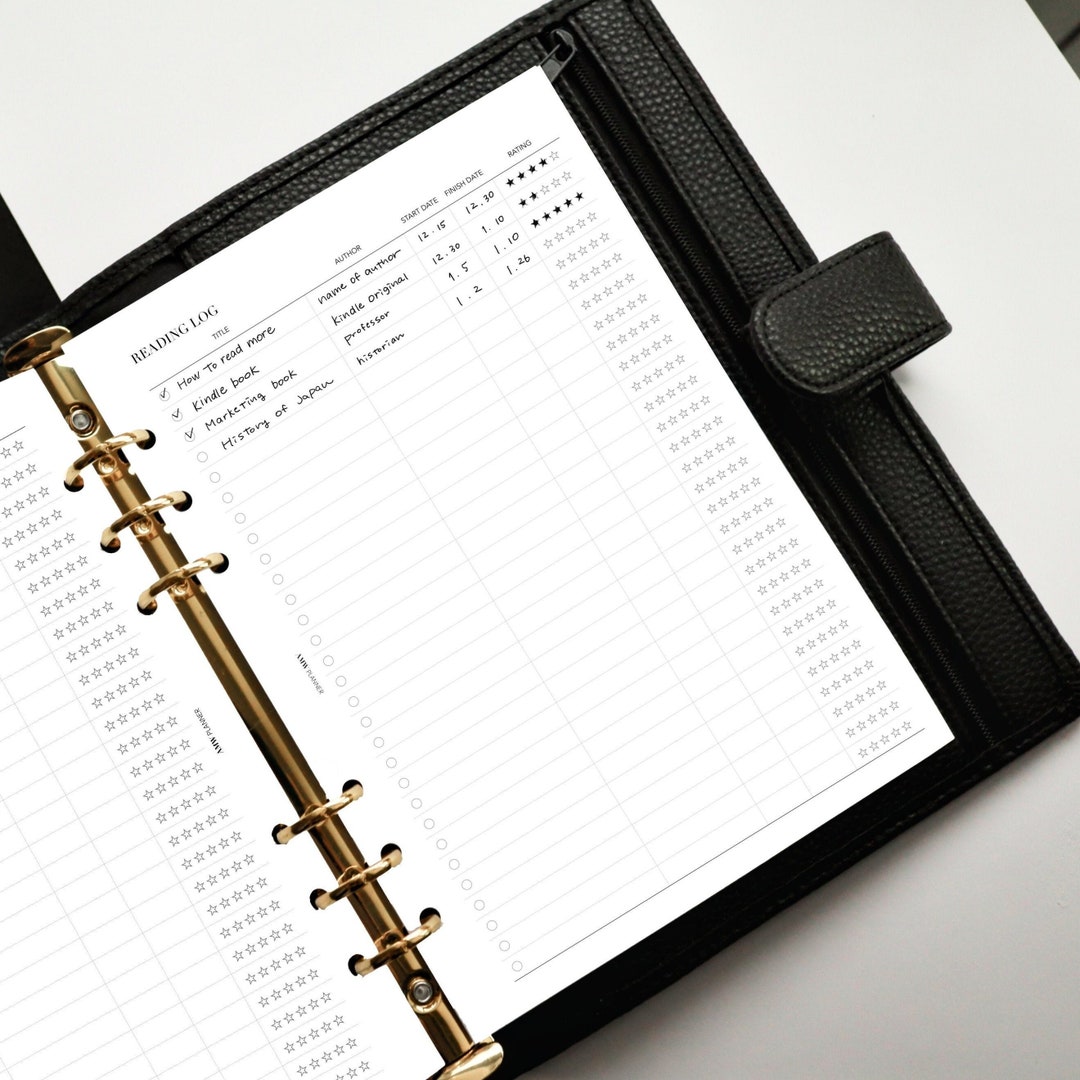 Reading Log / Book Tracker Planner Inserts A5 Personal Wide Half Letter ...