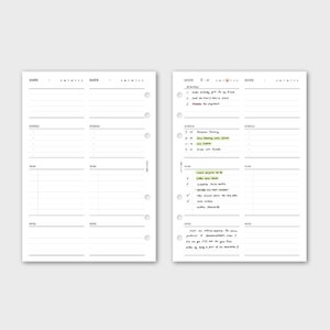 Daily Planner | 2 Days on 1 Page | A5 Personal Wide Half Letter Disc ...