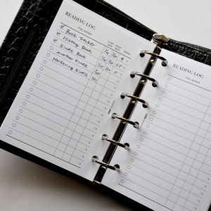 Reading Log / Book Tracker Planner Inserts A5 Personal Wide Half Letter ...